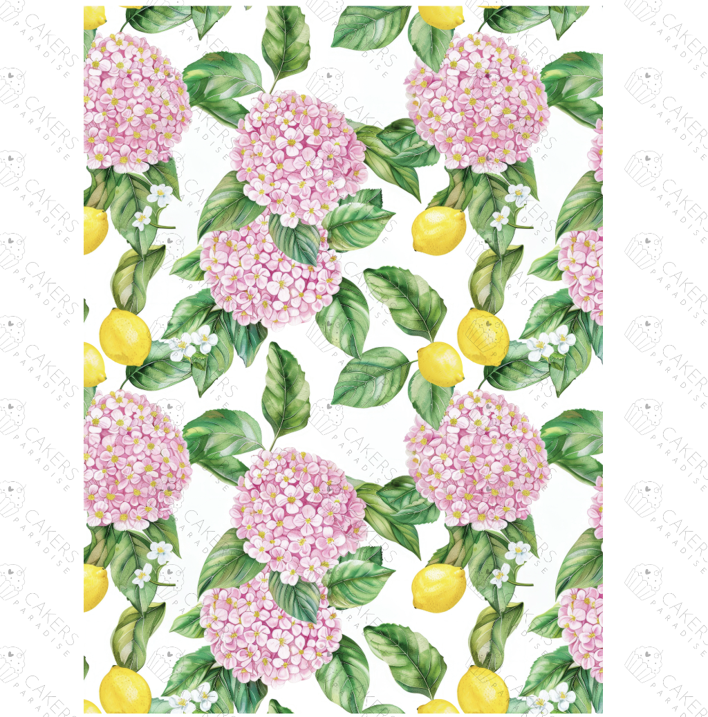 A4 Edible Icing Image - Hydrangea with Lemons | Cakers Paradise ...