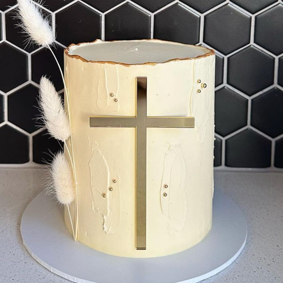 Acrylic Cake Topper Christening Cross - Gold | Cakers Paradise – Cakers ...