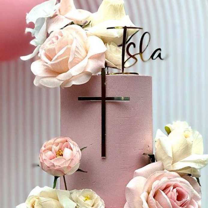 Acrylic Cake Topper Christening Cross - Gold | Cakers Paradise – Cakers ...