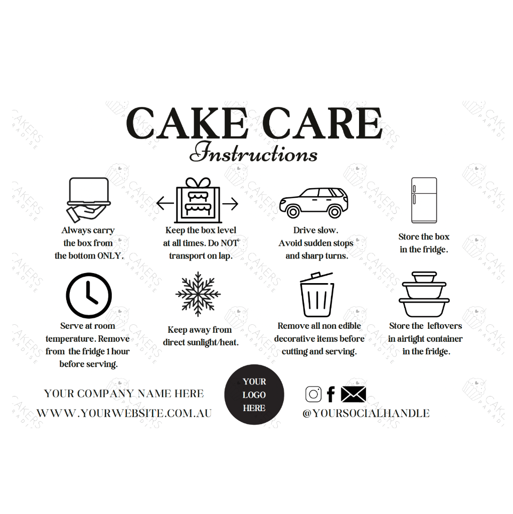 Cake Care Instruction Labels | Cakers Paradise – Cakers Paradise