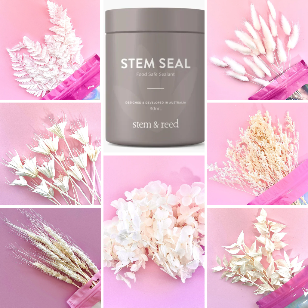 White Dried Flower Bundle with Steam Seal | Cakers Paradise – Cakers ...