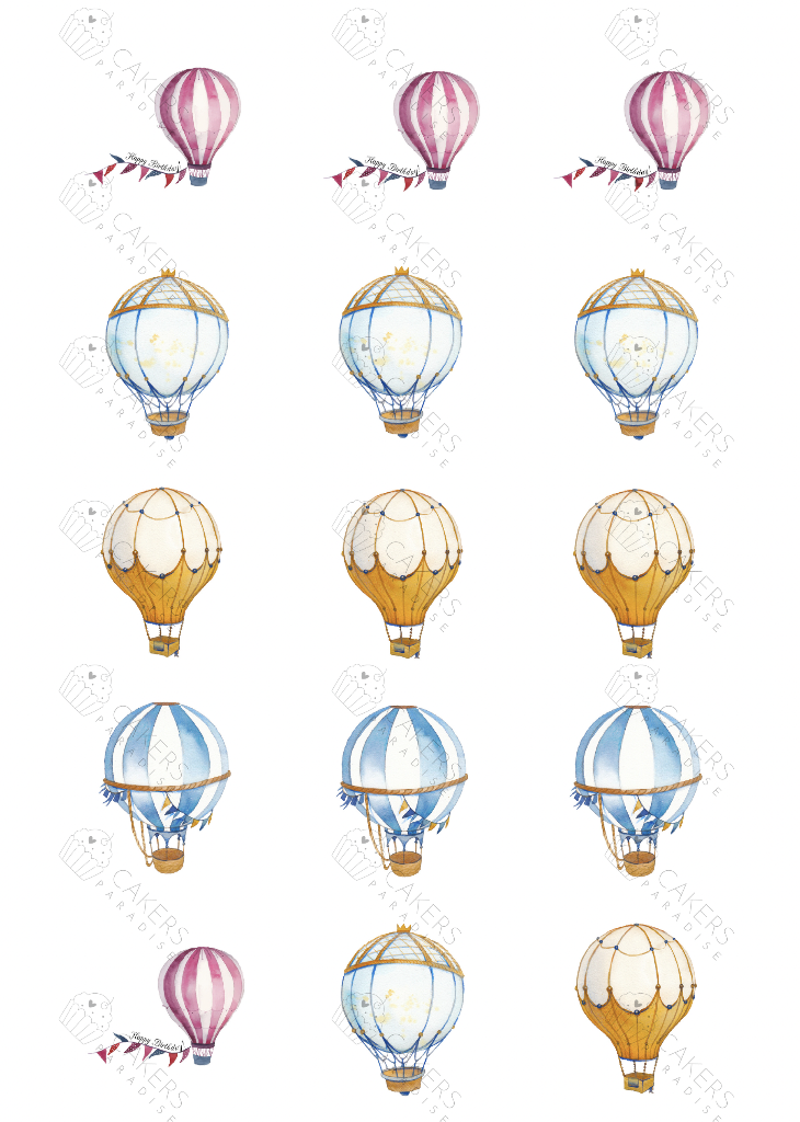 2" Round Edible Icing Image - Hot Air Balloon | Cakers Paradise ...
