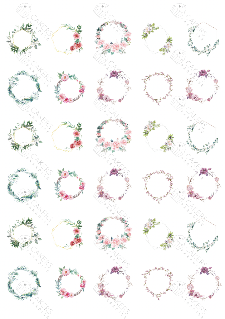 1.5" Round Edible Icing Image - Floral Frames | Cakers Paradise ...