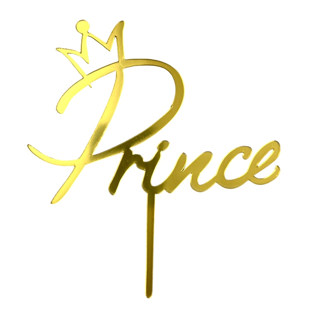 Acrylic Baby Shower Cake Topper - Prince Gold | Cakers Paradise ...