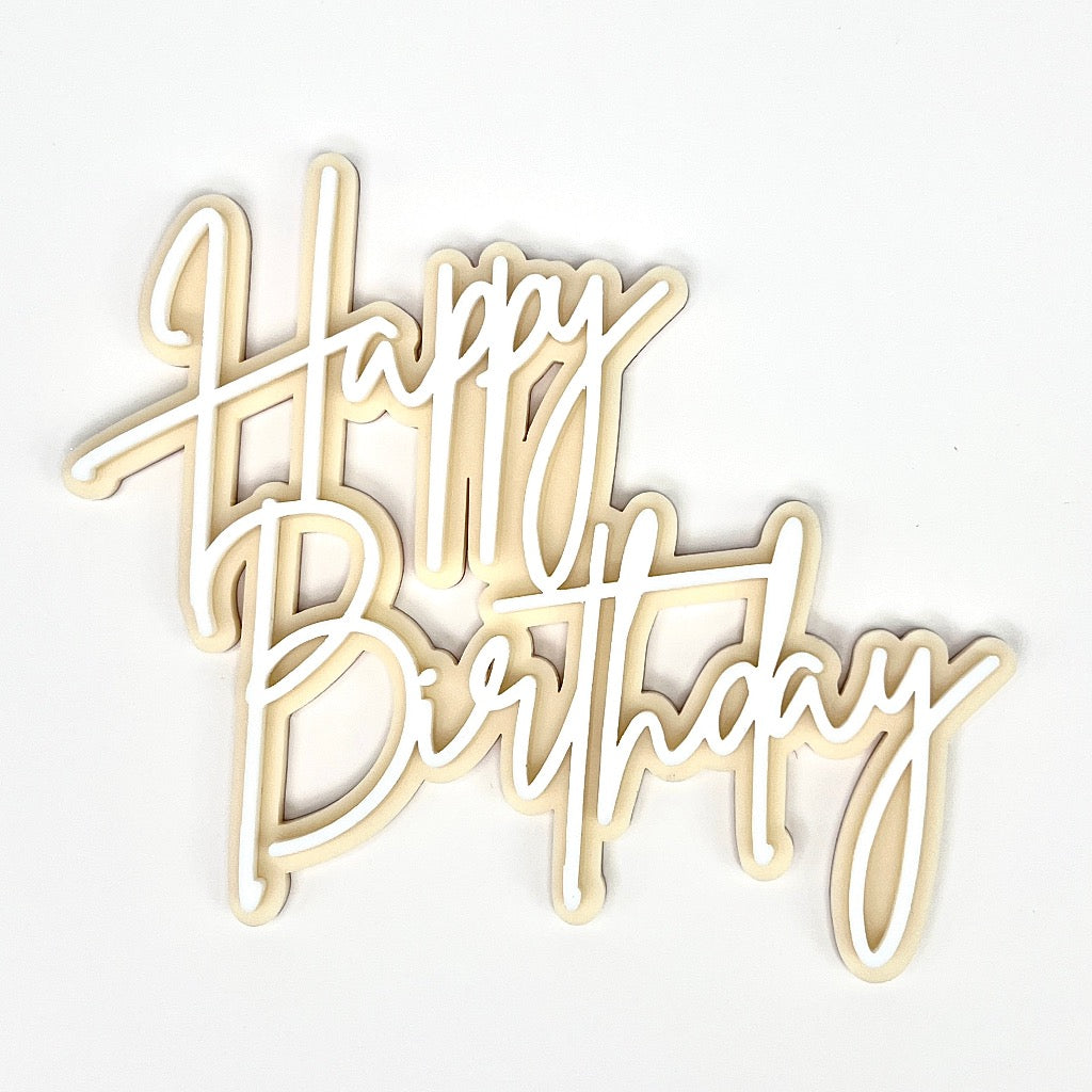 Double Layered Birthday Cake Fropper - Happy Birthday Script | Cakers ...