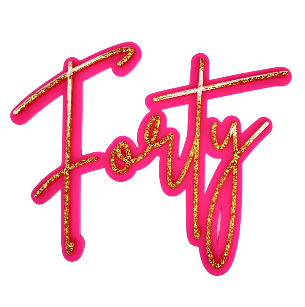 Double Layered Acrylic Birthday Cake Fropper - Forty | Cakers Paradise ...