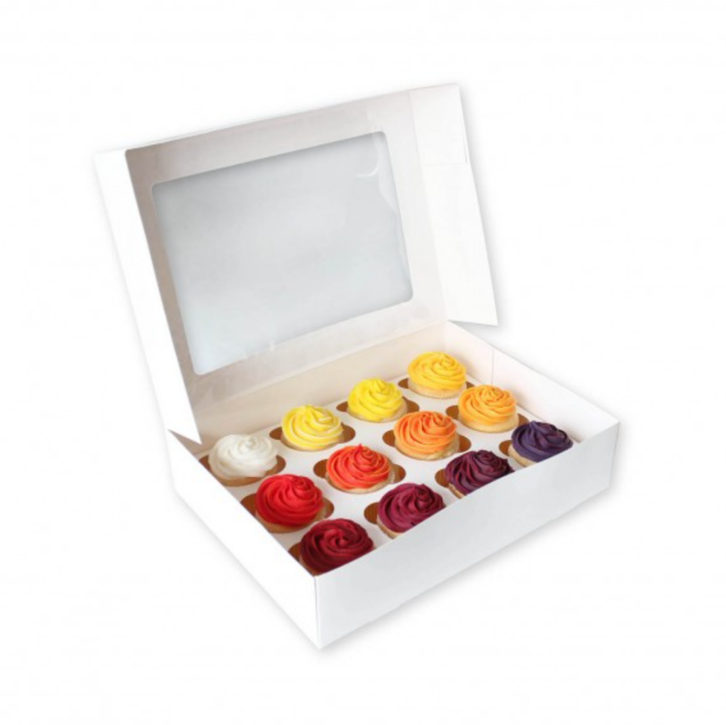 Regular Cupcake Box with Window 12 Holes 25 Pack | Cakers Paradise ...